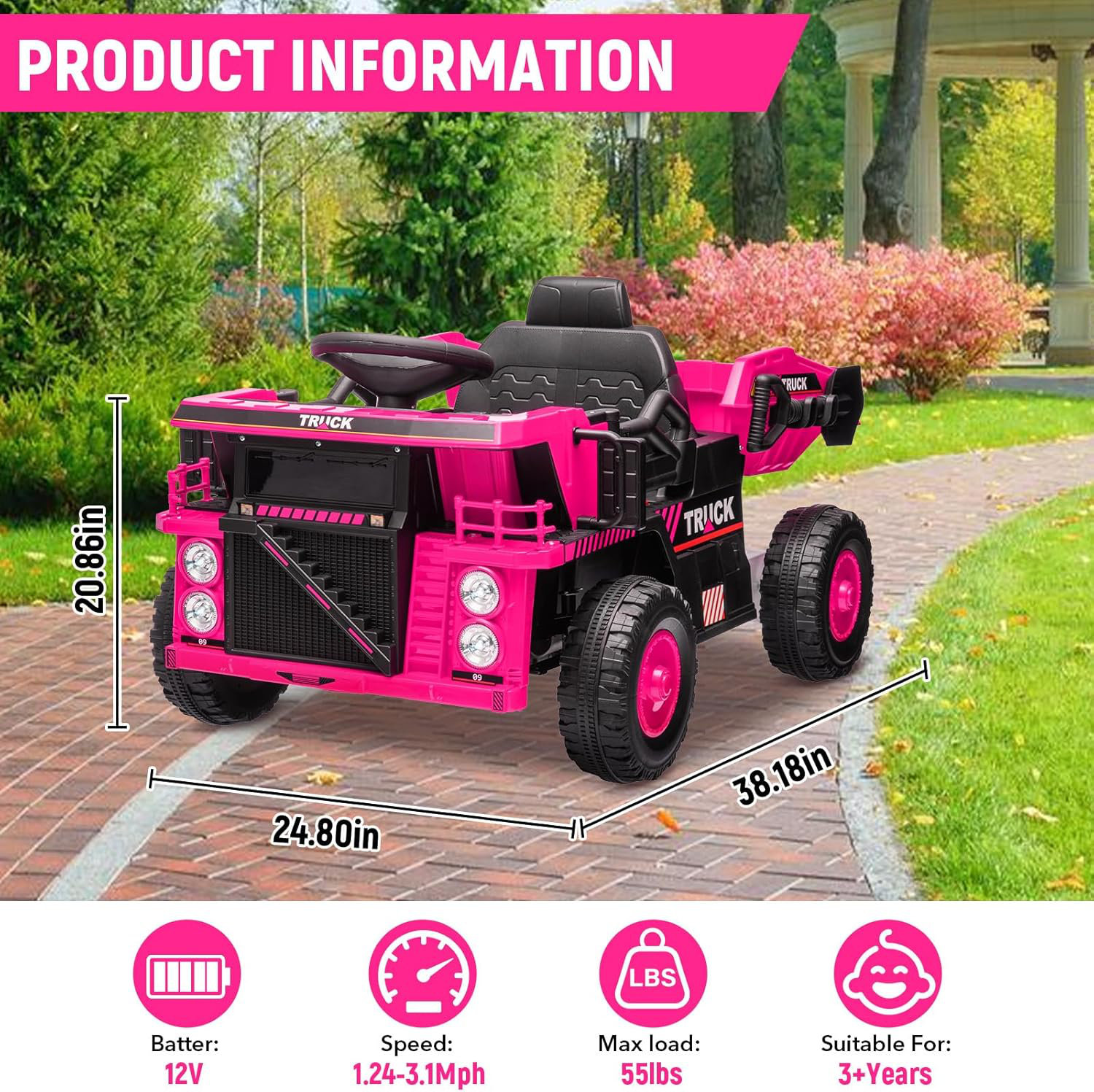 gaomon Ride On Dump Truck,12V Ride On Construction Vehicle For Kids ...
