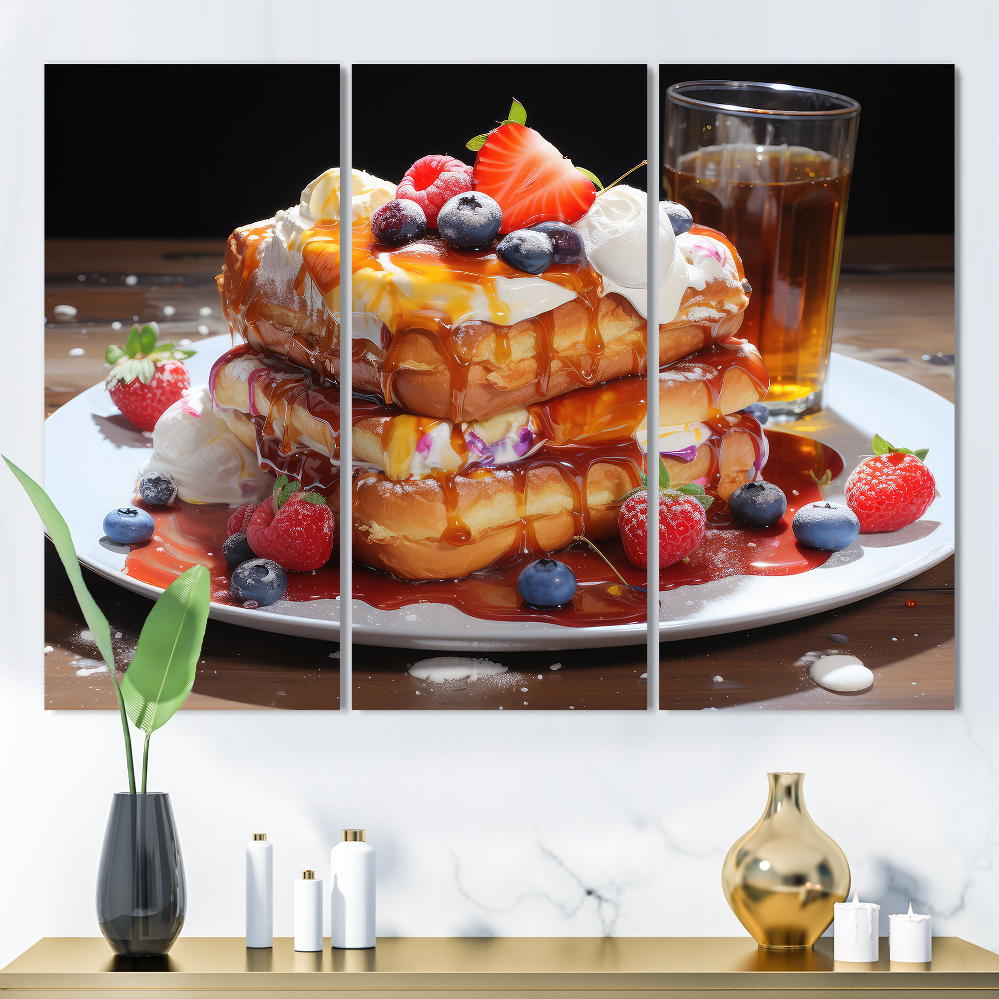 Latitude Run® Waffles And French Toast III - Breakfast Metal Wall Art ...