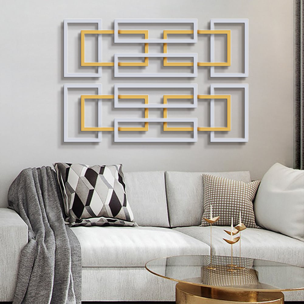 Everly Quinn 2 Pieces Big Metal Wall Decor Set Modern Gold Silver ...