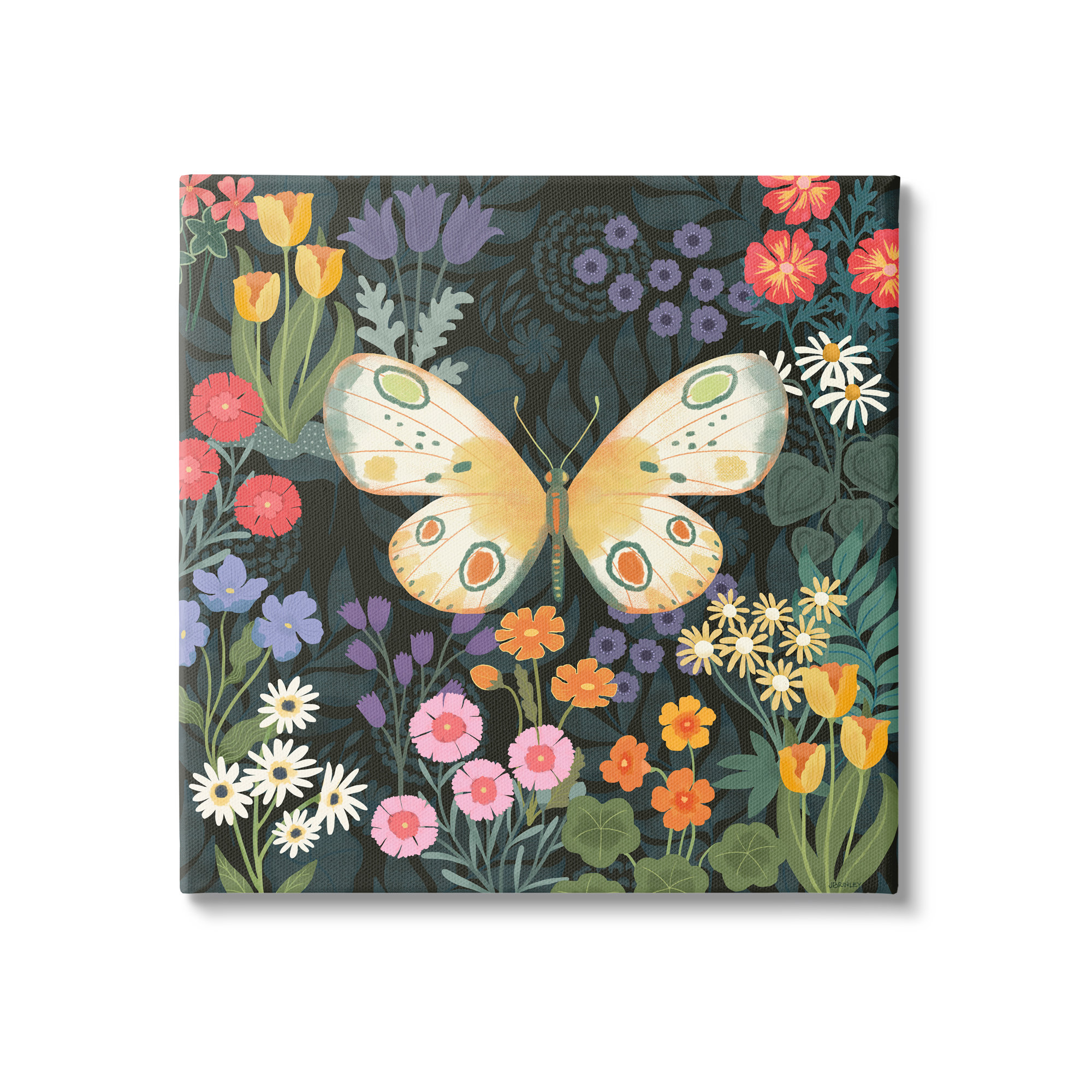 August Grove Garden Pattern & Butterfly Canvas Wall Art by Levison ...