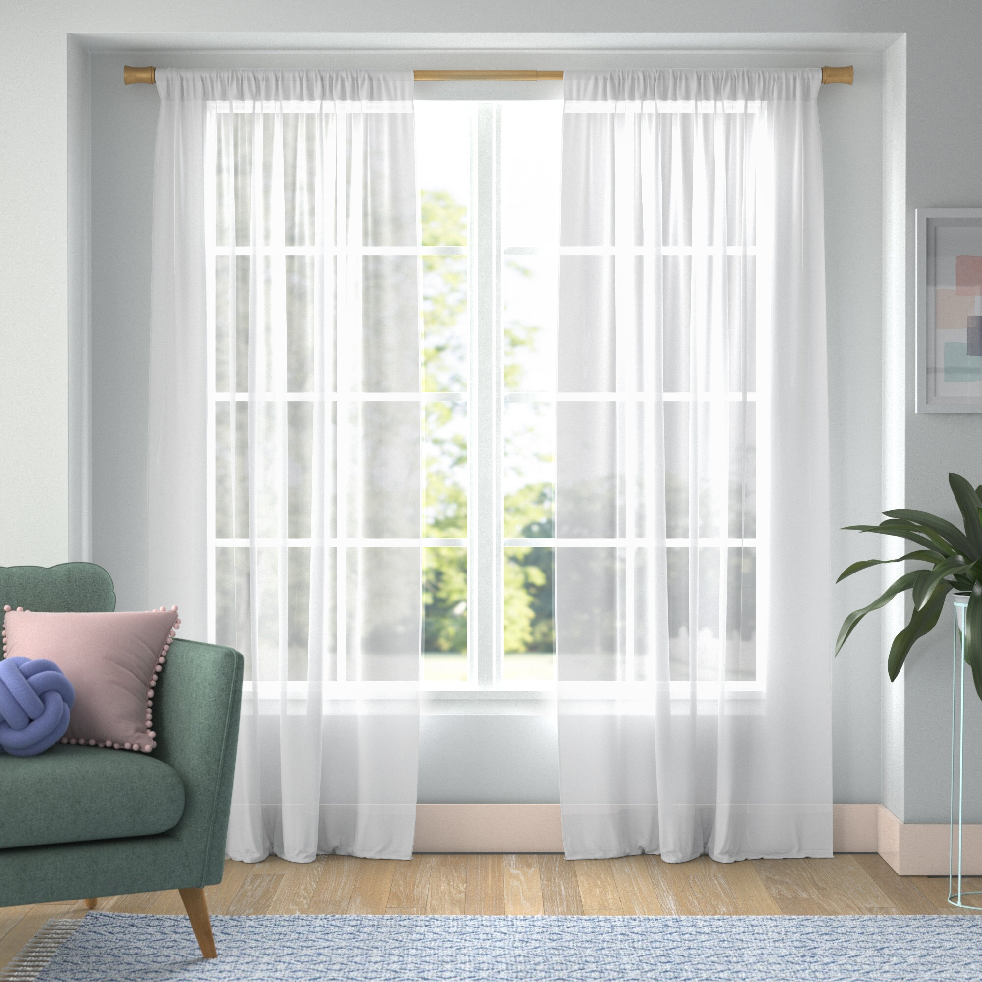 Wayfair Basics® Rothwell Modern Sheer Rod Pocket Curtain Panel ...