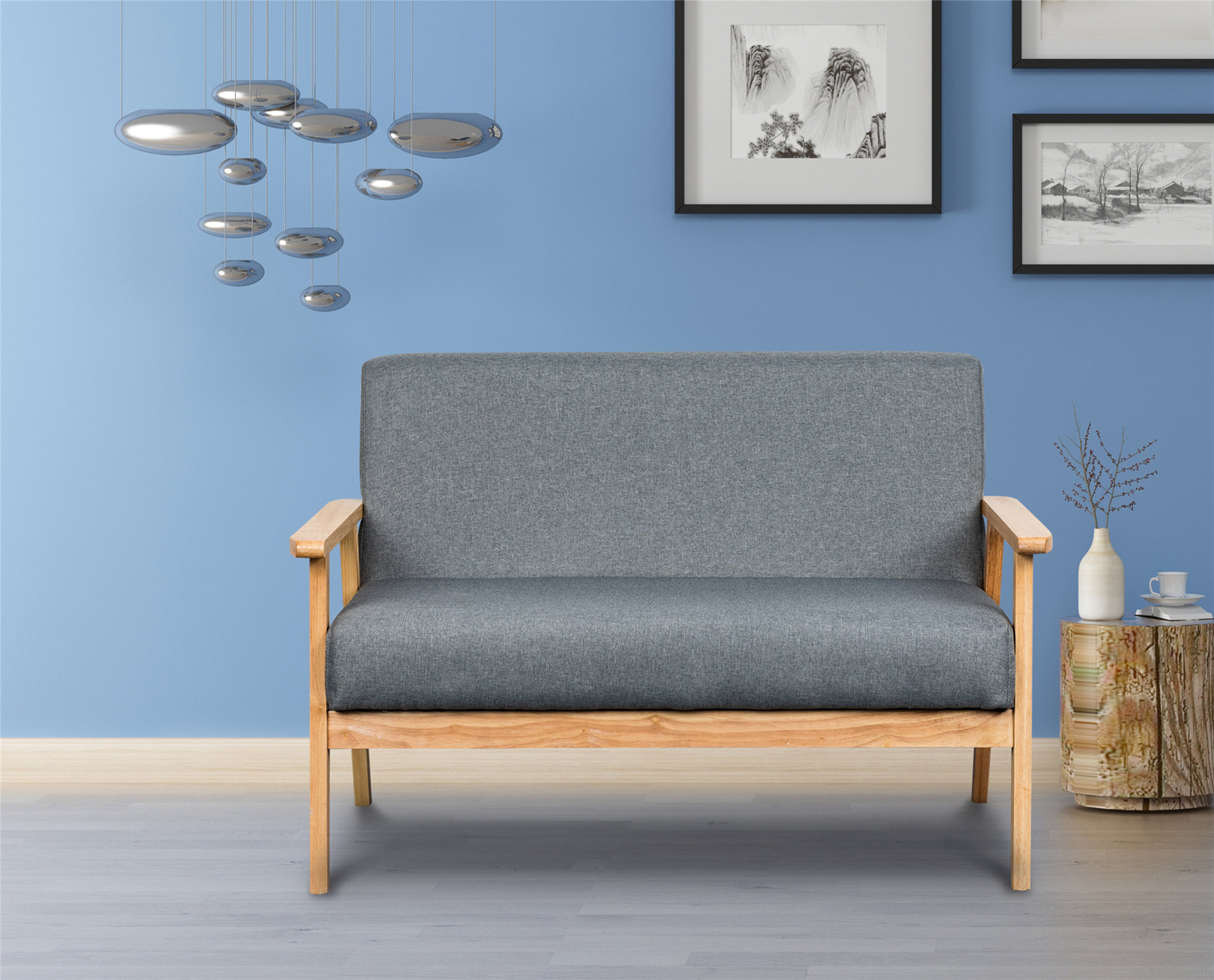 Ebern Designs Sofa Loveseat With Solid Wood Frame, Two-Seat Sofa | Wayfair