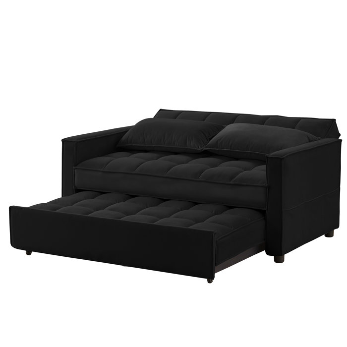 Mercer41 Ledjona Velvet Convertible Sofa Bed Pull Out Sleeper Sofa ...