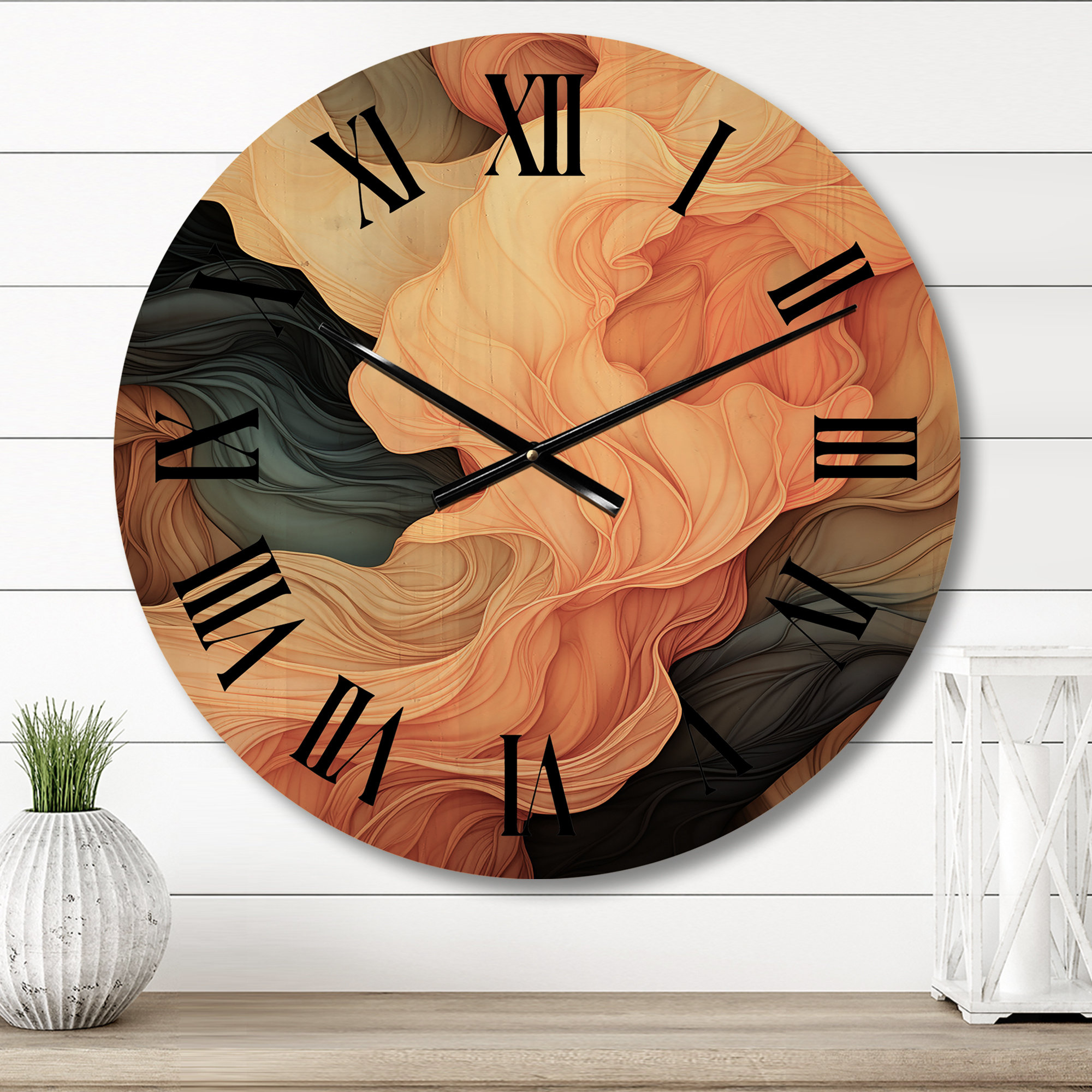 East Urban Home Dynamic Waves Vintage Illustration Orange Blue ...