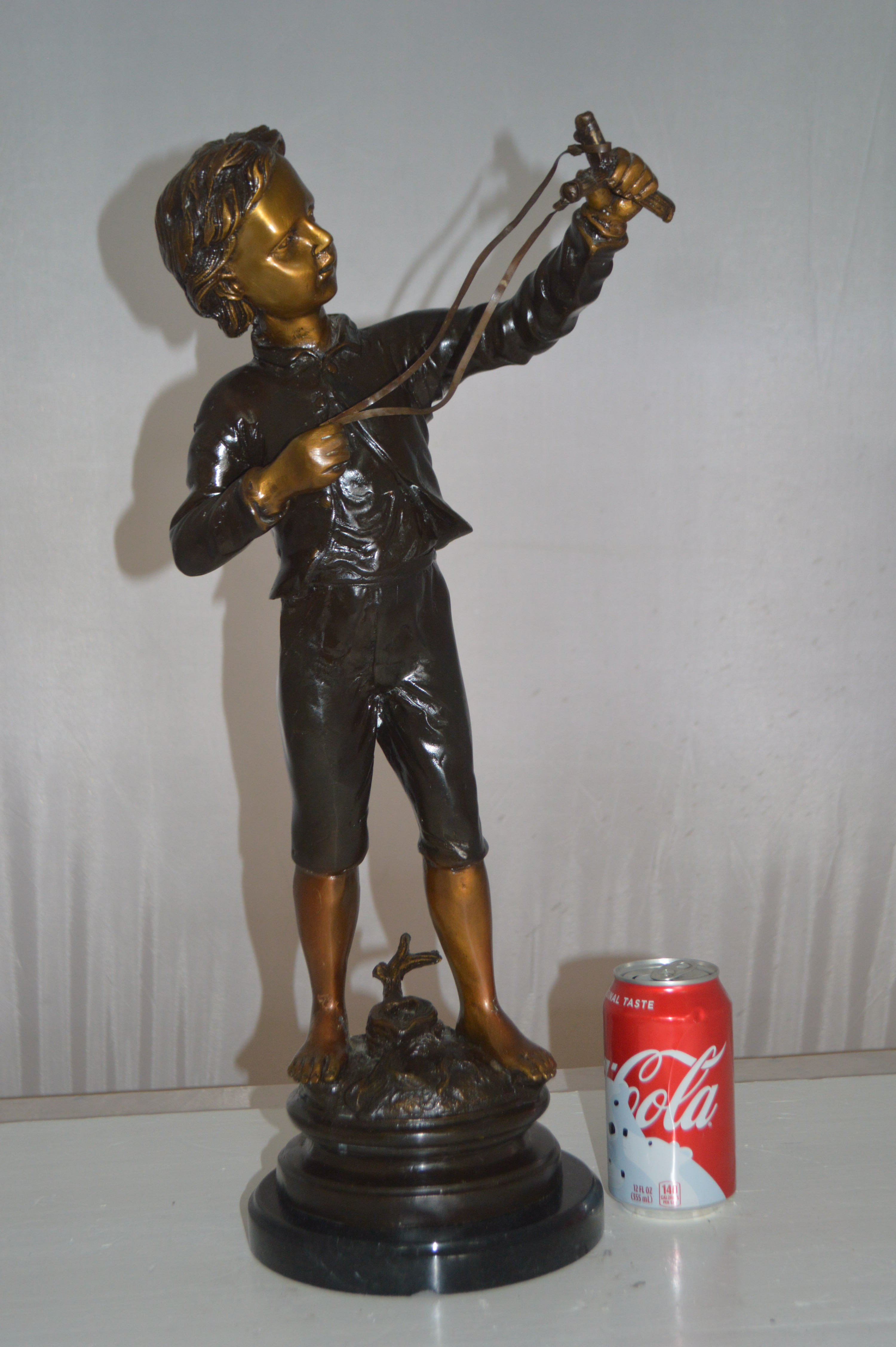 Red Barrel Studio® Jiron Boy with a Slingshot Bronze Statue - Size: 12 ...