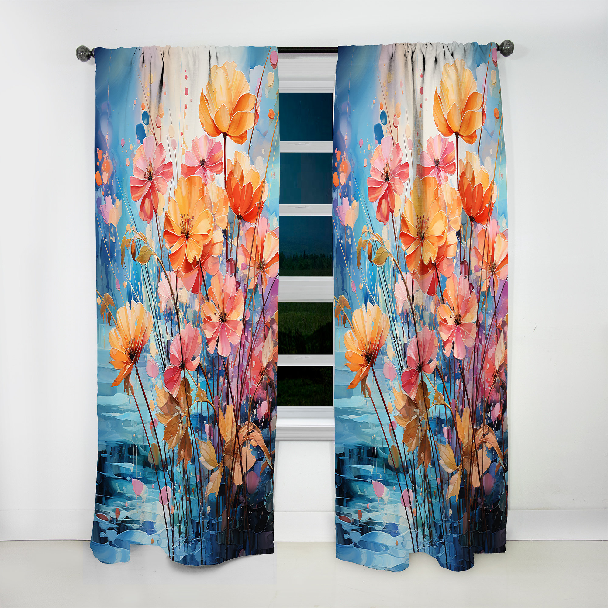 Design Art Multicolored Ferns Collage VIII - Modern Curtain - Velvet ...