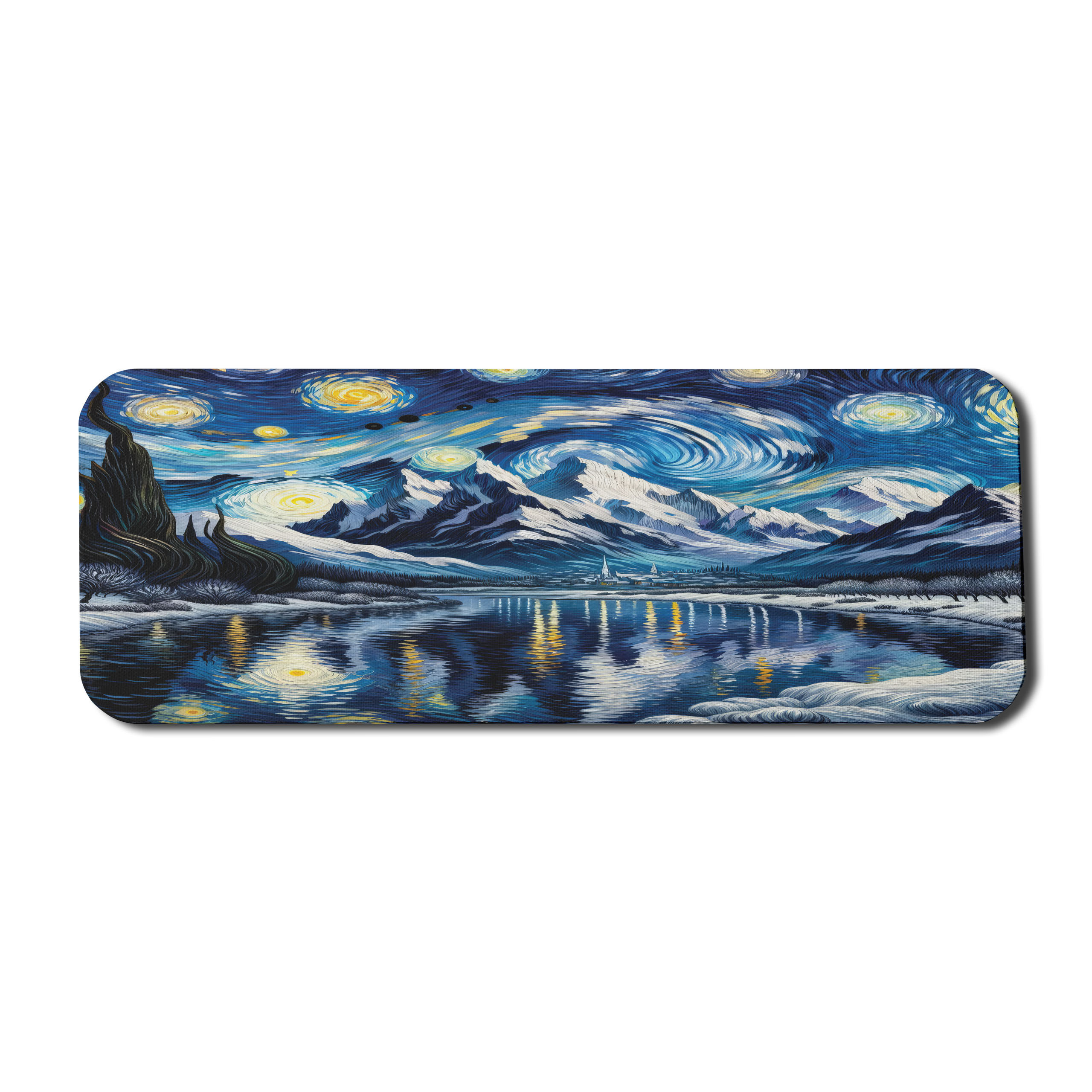 Winston Porter Painting Art Gaming Mouse Pad Starry Sky Lake Night 31 ...