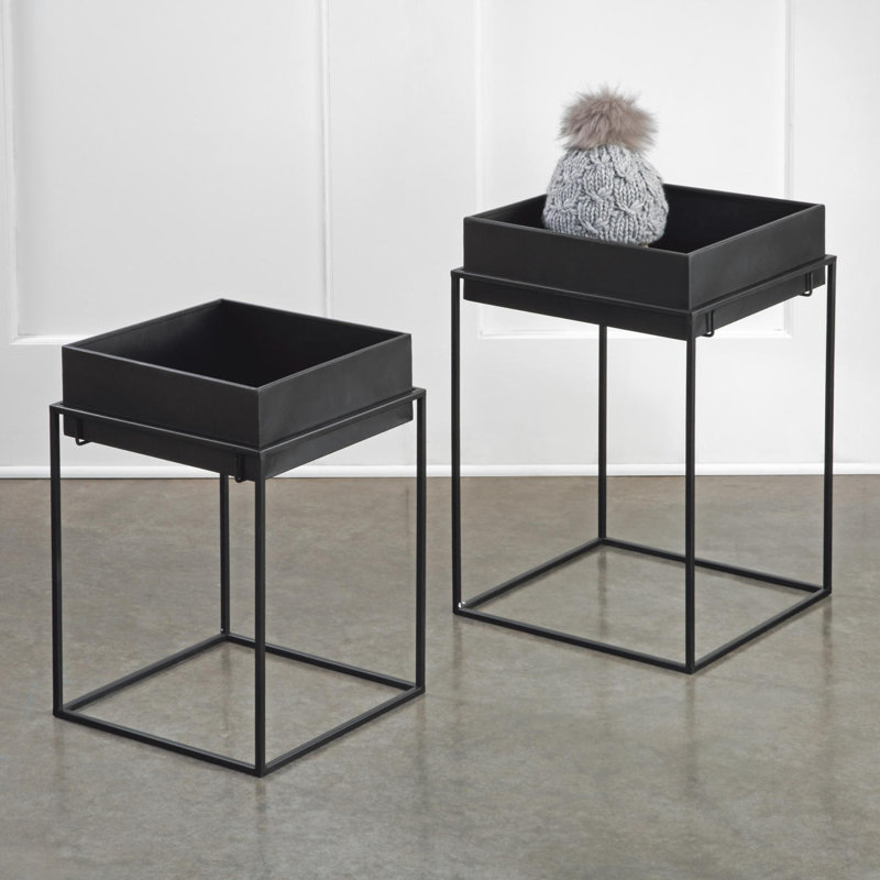 17 Stories Metal Convertible Side Tables - Set Of 2 | Wayfair