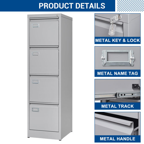 Latitude Run® 15.12'' Wide 4 -Drawer Steel File Cabinet & Reviews | Wayfair