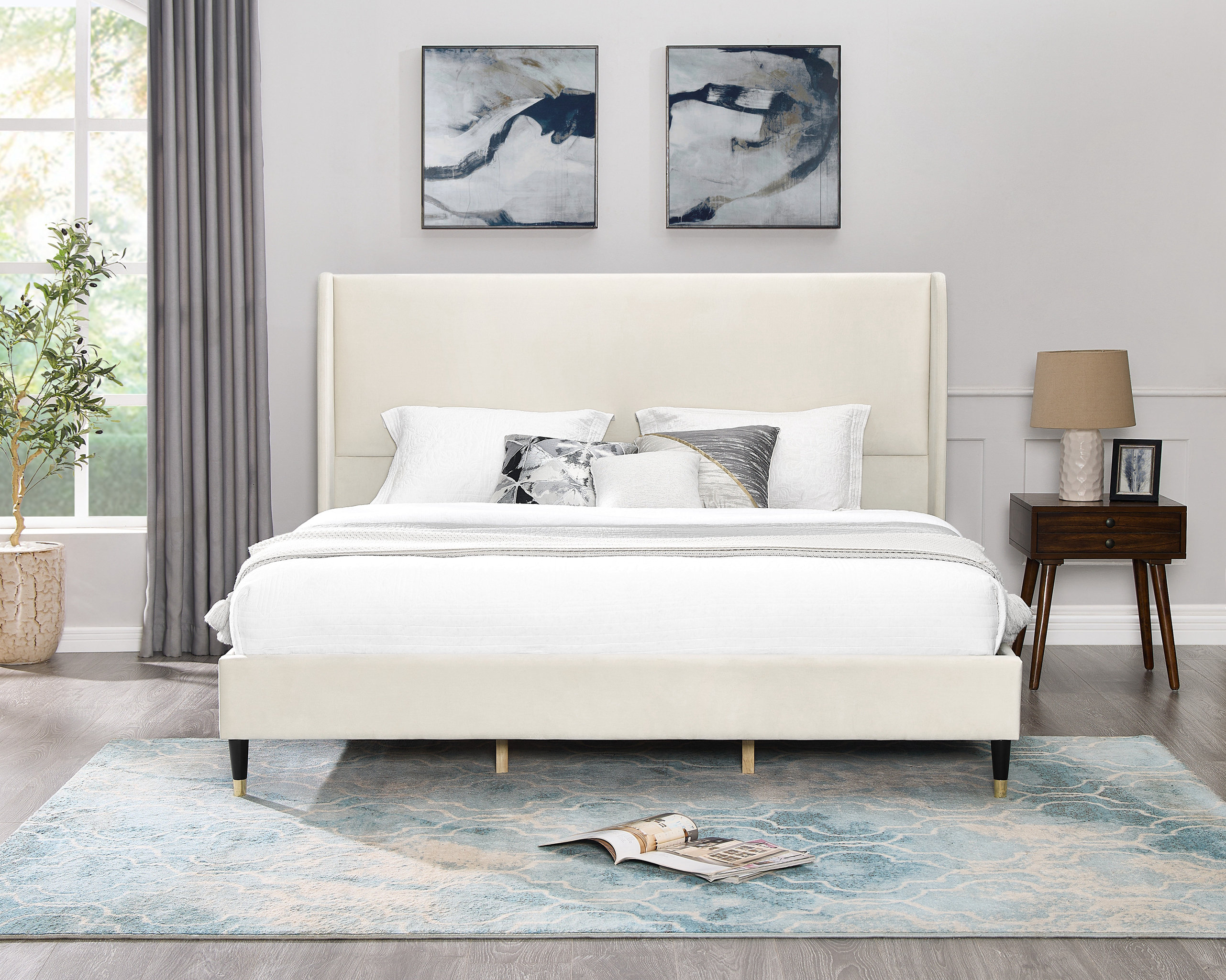Roundhill Furniture Rozitta Upholstered Wingback Bed & Reviews | Wayfair