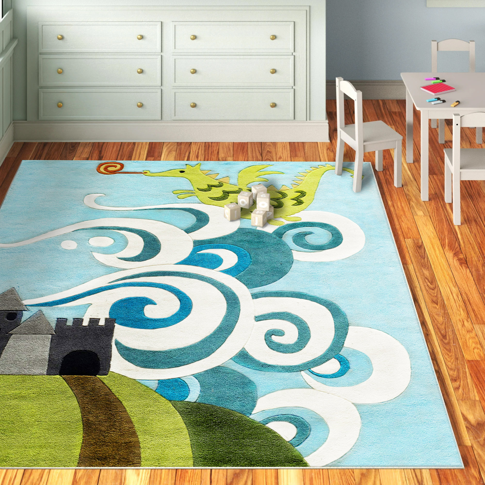 Andover Mills™ Baby & Kids Cecelia Handmade Tufted Light Blue Rug ...