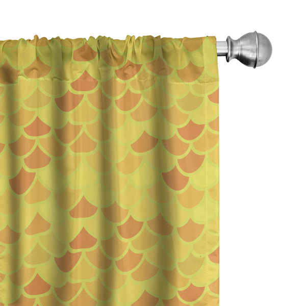 Ambesonne Fish Scale 4-Panel Curtains, Squama Mermaid Scales, Pale ...