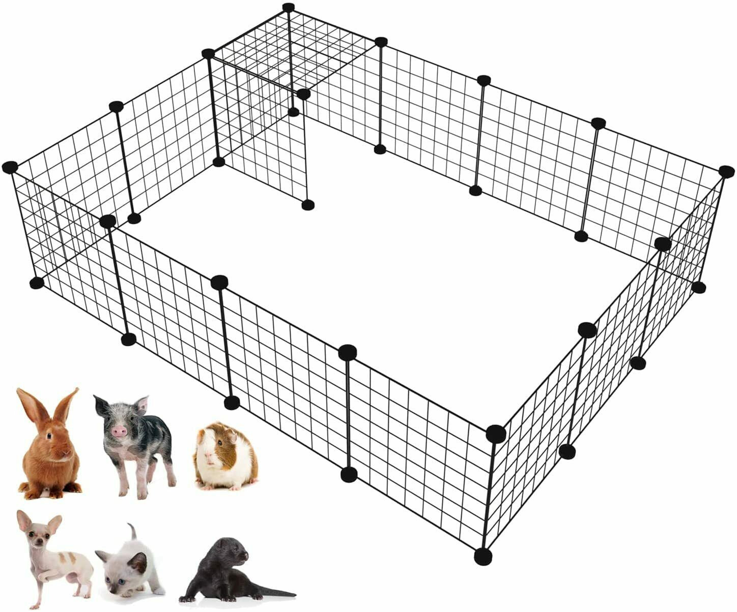 BTY 24 Pack Puppy Pet Panels Indoor Outdoor Metal Portable Dog Fence ...