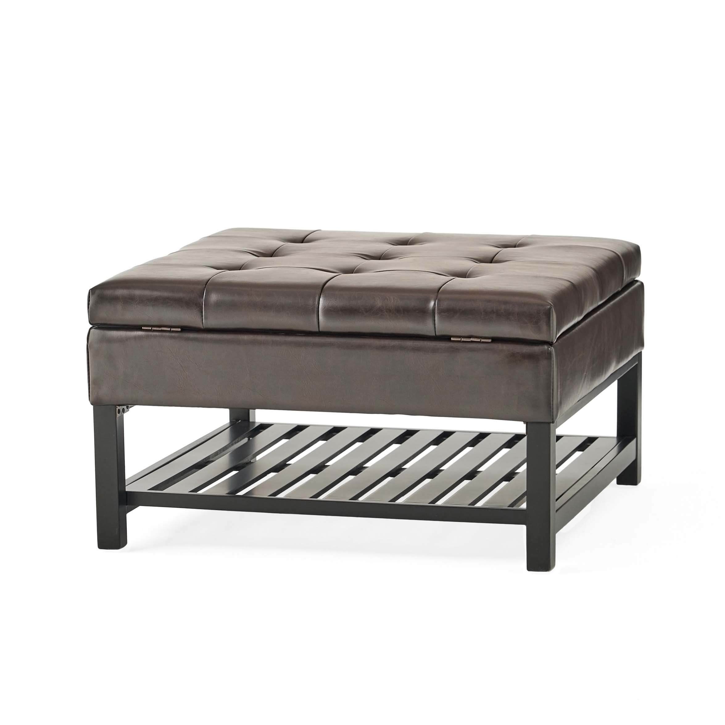 Latitude Run® Rectangle Tufted Upholstered PU Ottoman | Wayfair