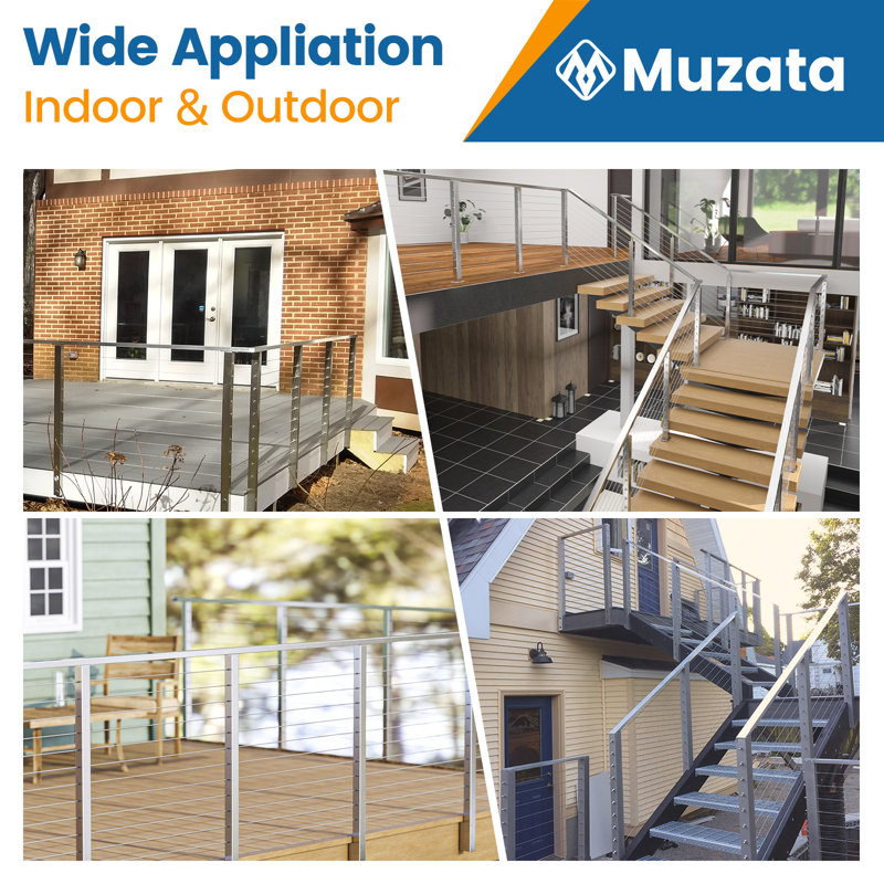 Muzata Handrail Flat Top Rail Cable Railing System | Wayfair