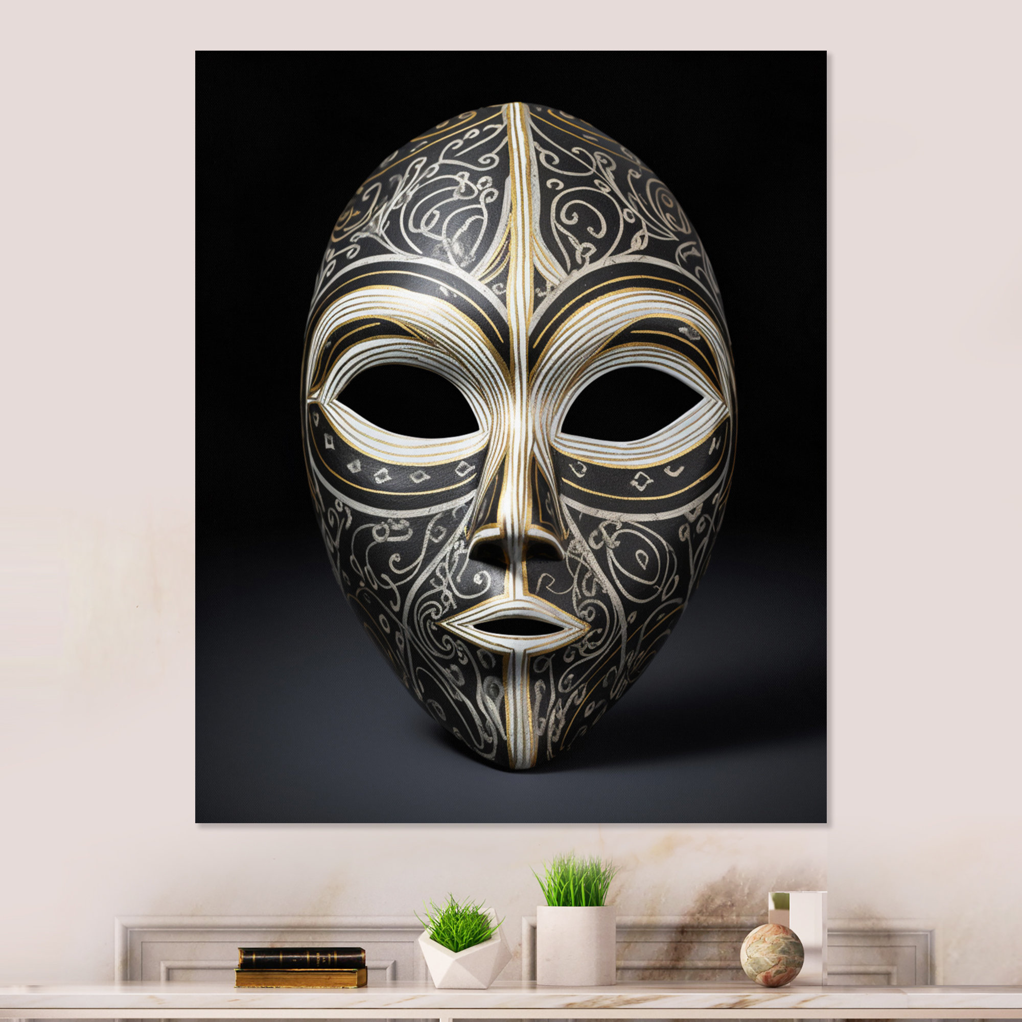 Bungalow Rose Ethnical Traditional African Mask XIV On Metal | Wayfair