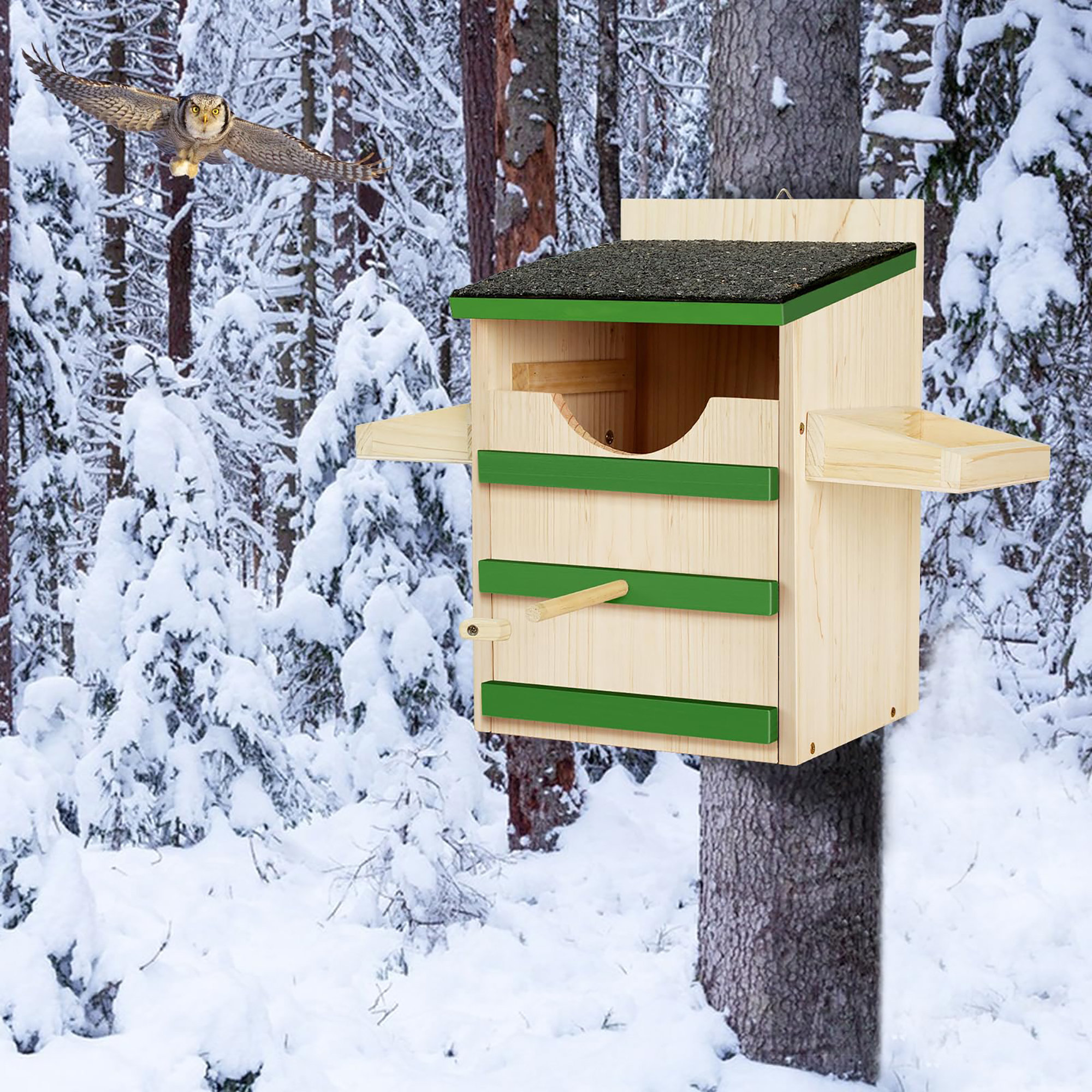 One Allium Way® Screech Owl Wooden Nesting Box | Weatherproof, Large ...