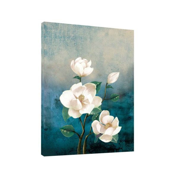 Red Barrel Studio® Teal Turquoise Flower - Wrapped Canvas Drawing Print ...