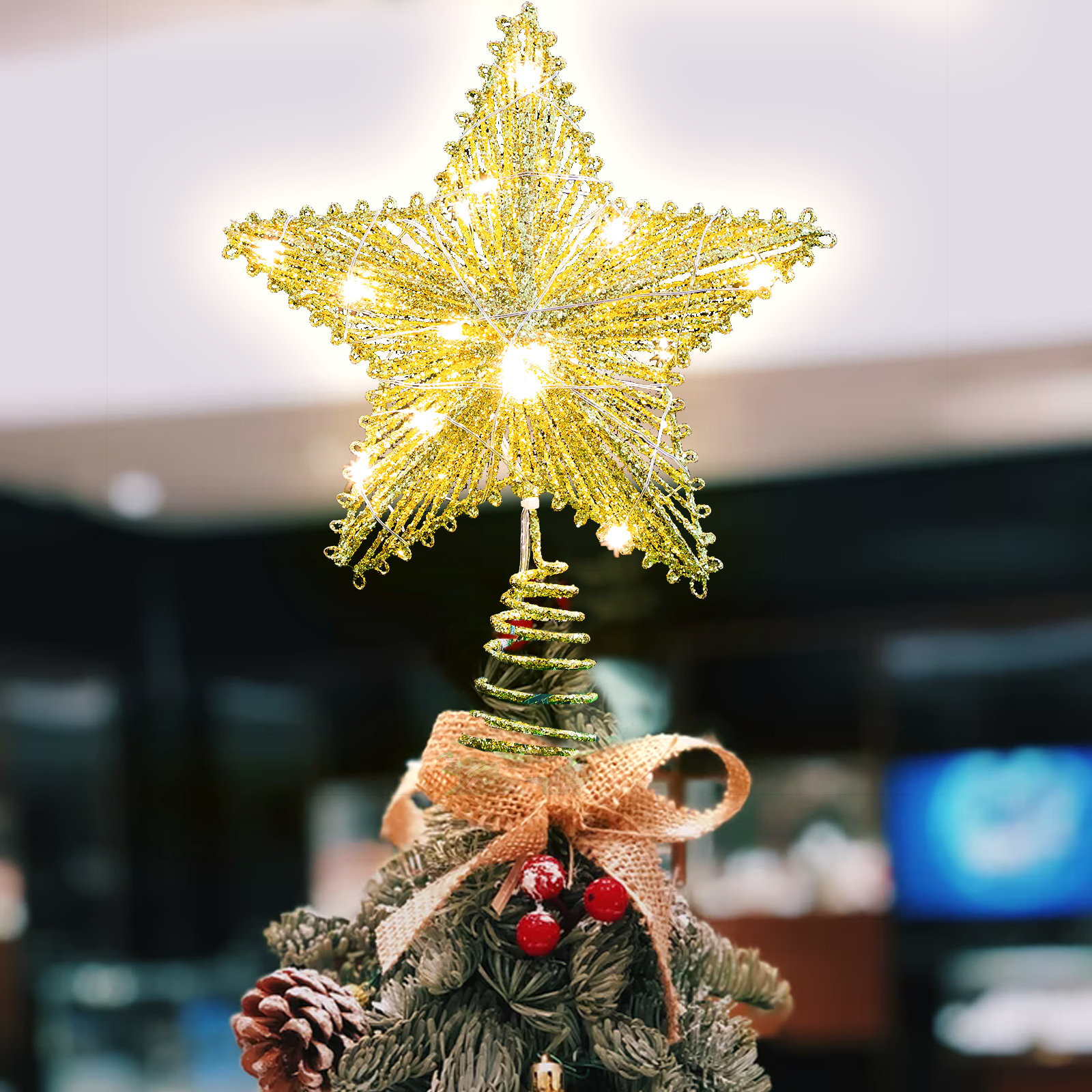 The Holiday Aisle® 7 Inch Bethlehem Glitter Gold Star Christmas Tree ... The Holiday Aisle® 7 Inch Bethlehem Glitter Gold Star Christmas Tree ...