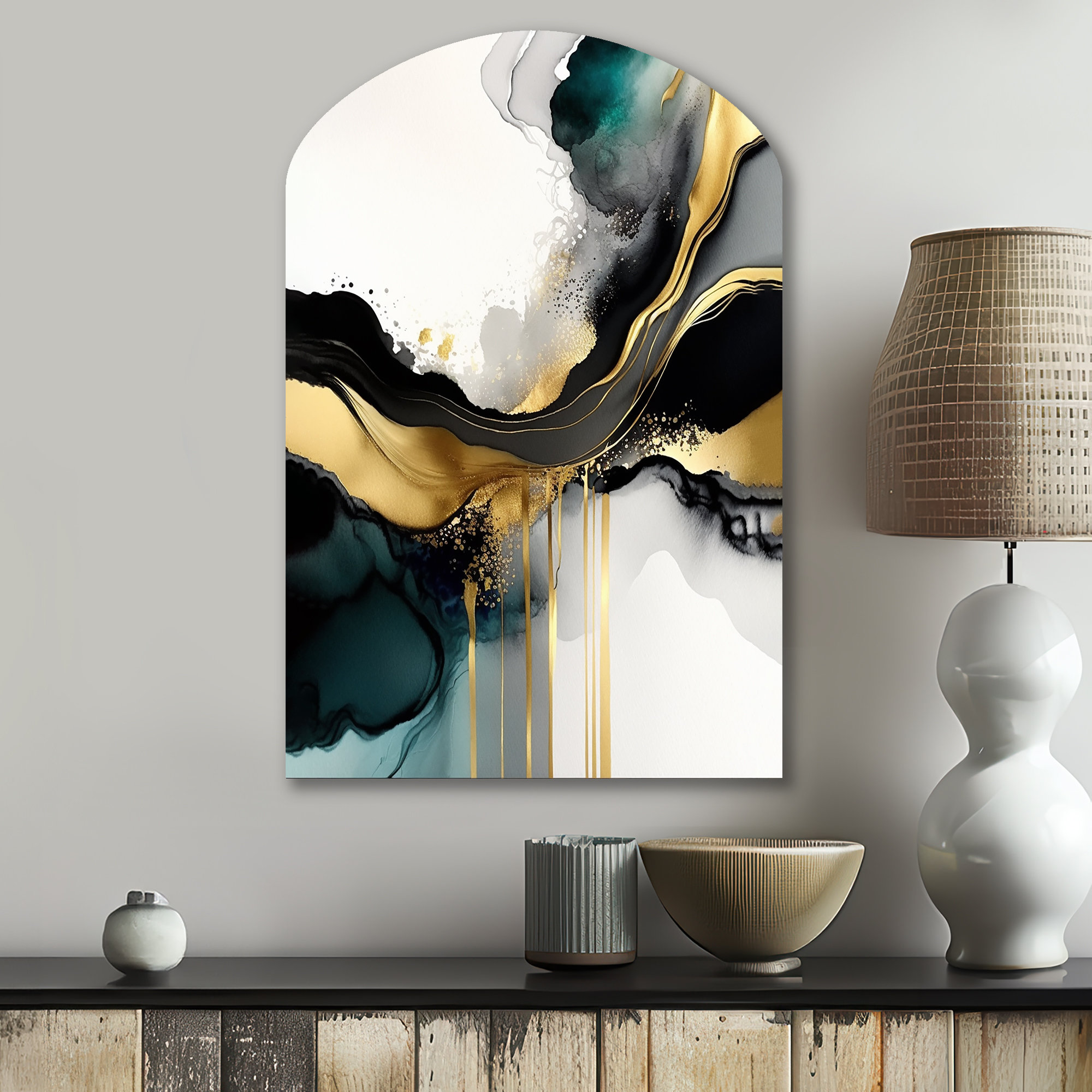 Design Art Abstract Geode Marble White And Gold V - Abstract Marble ...