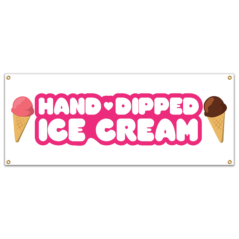 SignMission Heavy Duty Vinyl Hand Dipped Ice Cream Banner | Wayfair