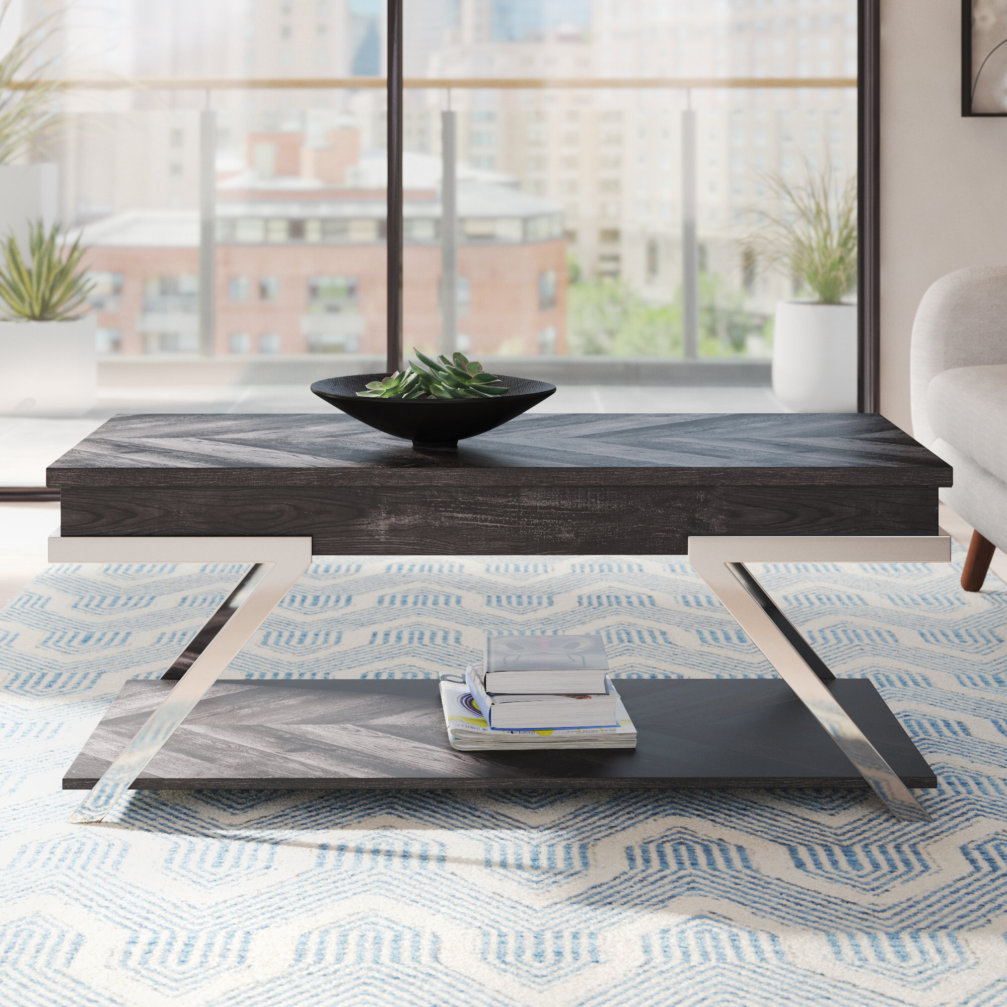 Wade Logan Adcock Lift Top Extendable Coffee Table with Storage ...