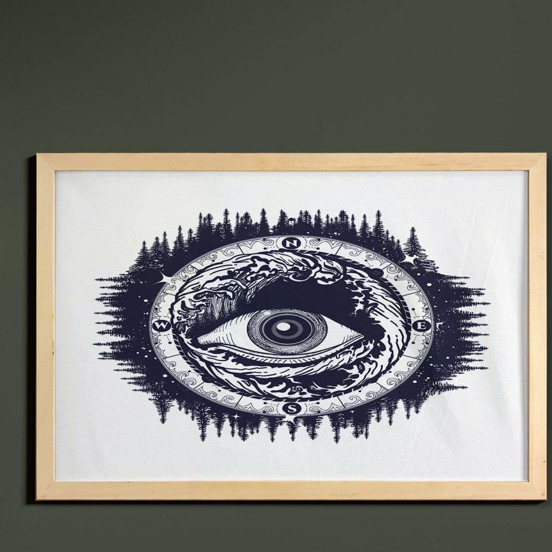 East Urban Home Compass Wall Art With Frame, All Seeing Eye Compass ...