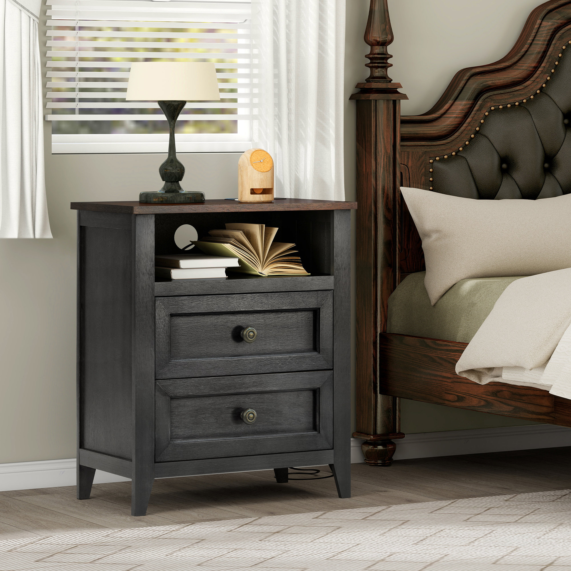 Lark Manor™ Nightstand Tall Nightstand with Drawer, End Table with ...