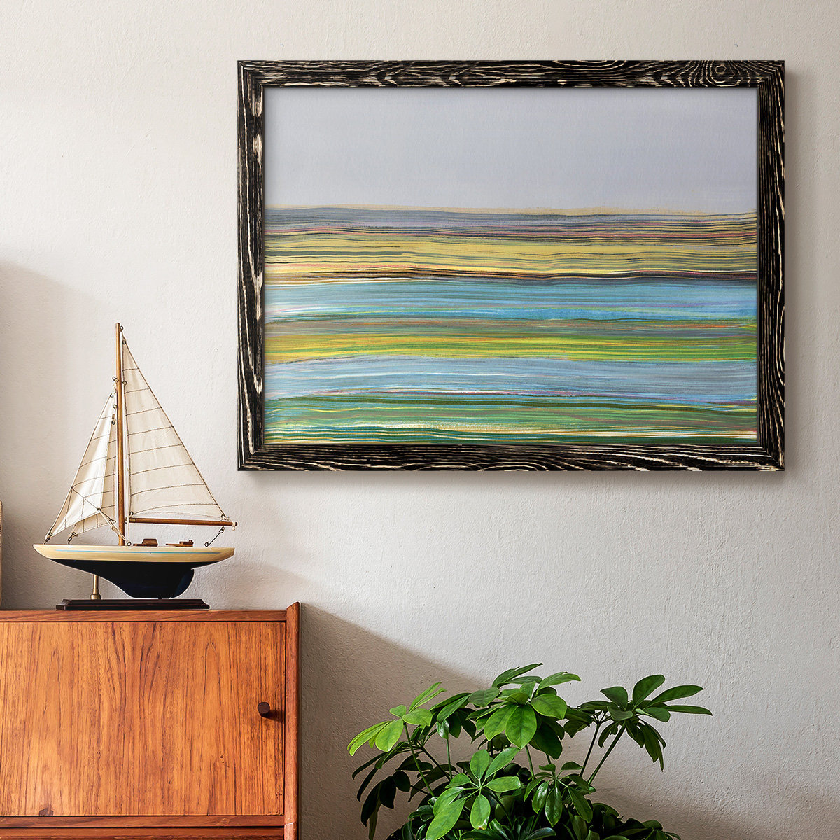 Wrought Studio™ Parallel Striae I- Rustic Framed Gallery Wrapped Canvas ...