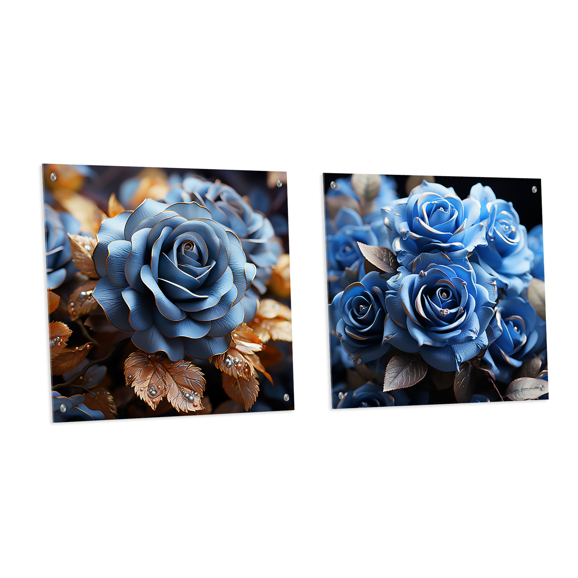House of Hampton® Azure Blue Roses Arrangement Elegance III - Roses ...