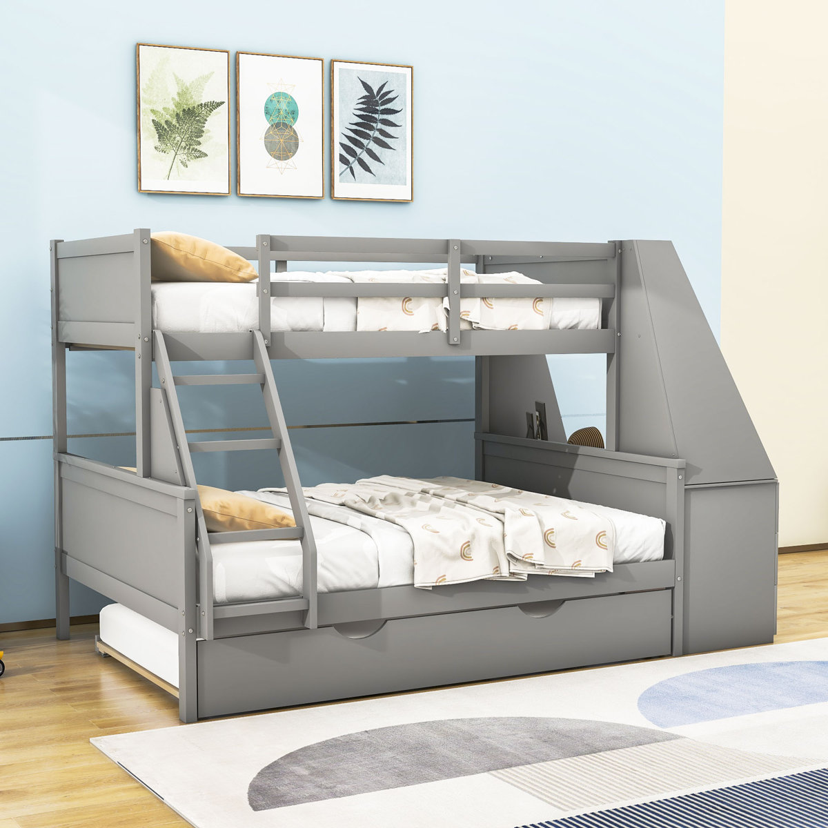 Viv + Rae™ Kirksey Twin Over Full 3 Drawer Standard Bunk Bed with Built ...