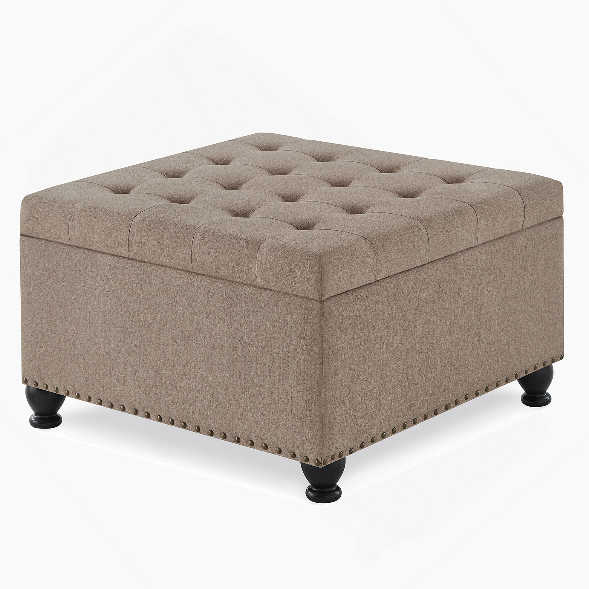 Red Barrel Studio® Large Square Storage Ottoman With Wooden Legs ...