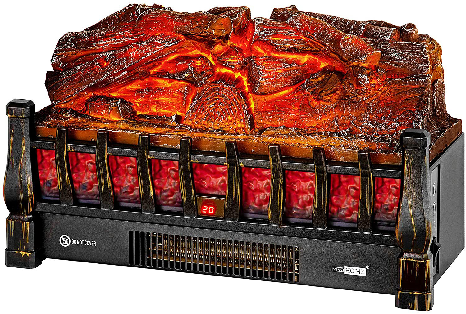 VIVOHOME 110V Electric Realistic Ember Bed Fireplace Heater with Remote ...