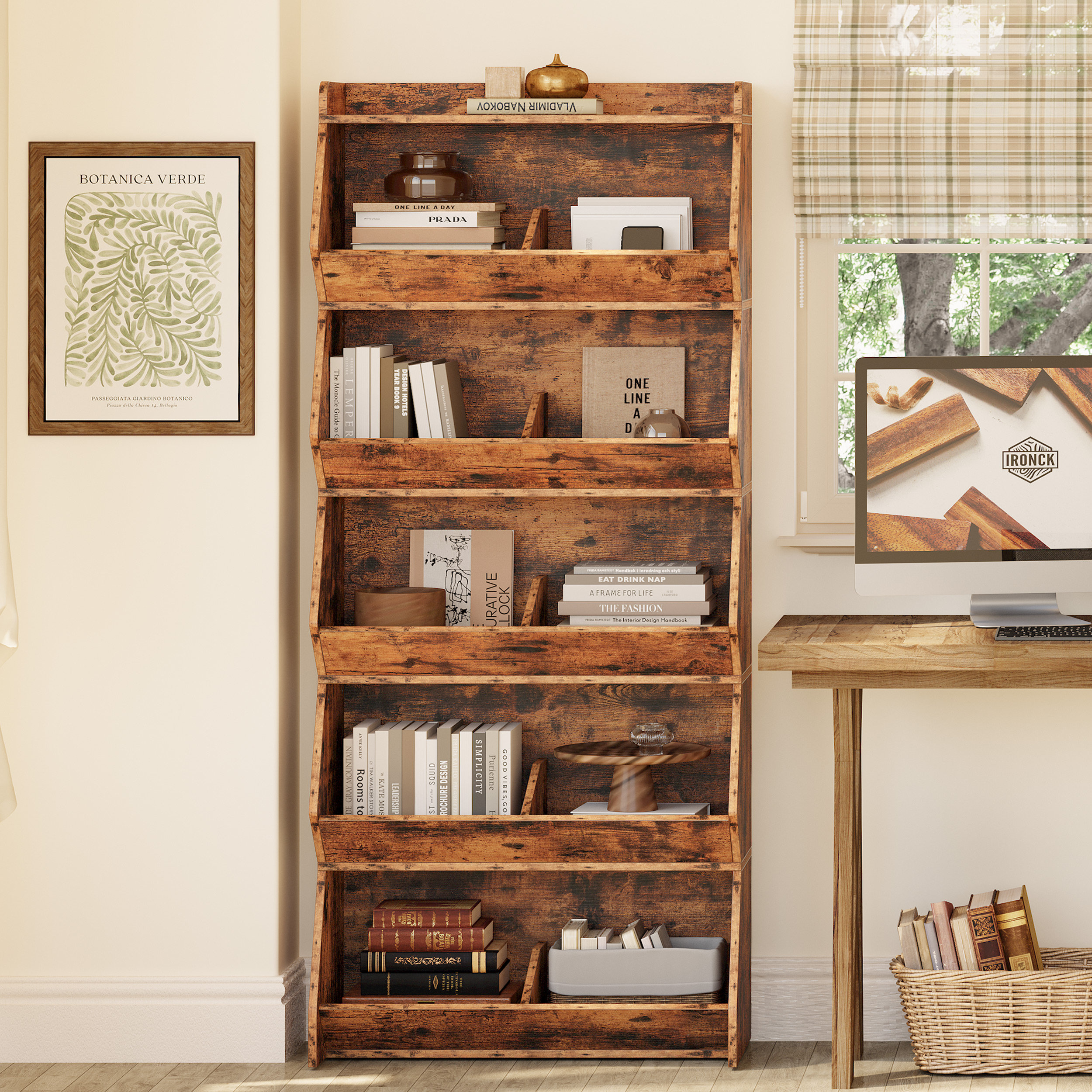 Millwood Pines Wooden Bookcase And Bookshelf With Storage Rack, Open ...