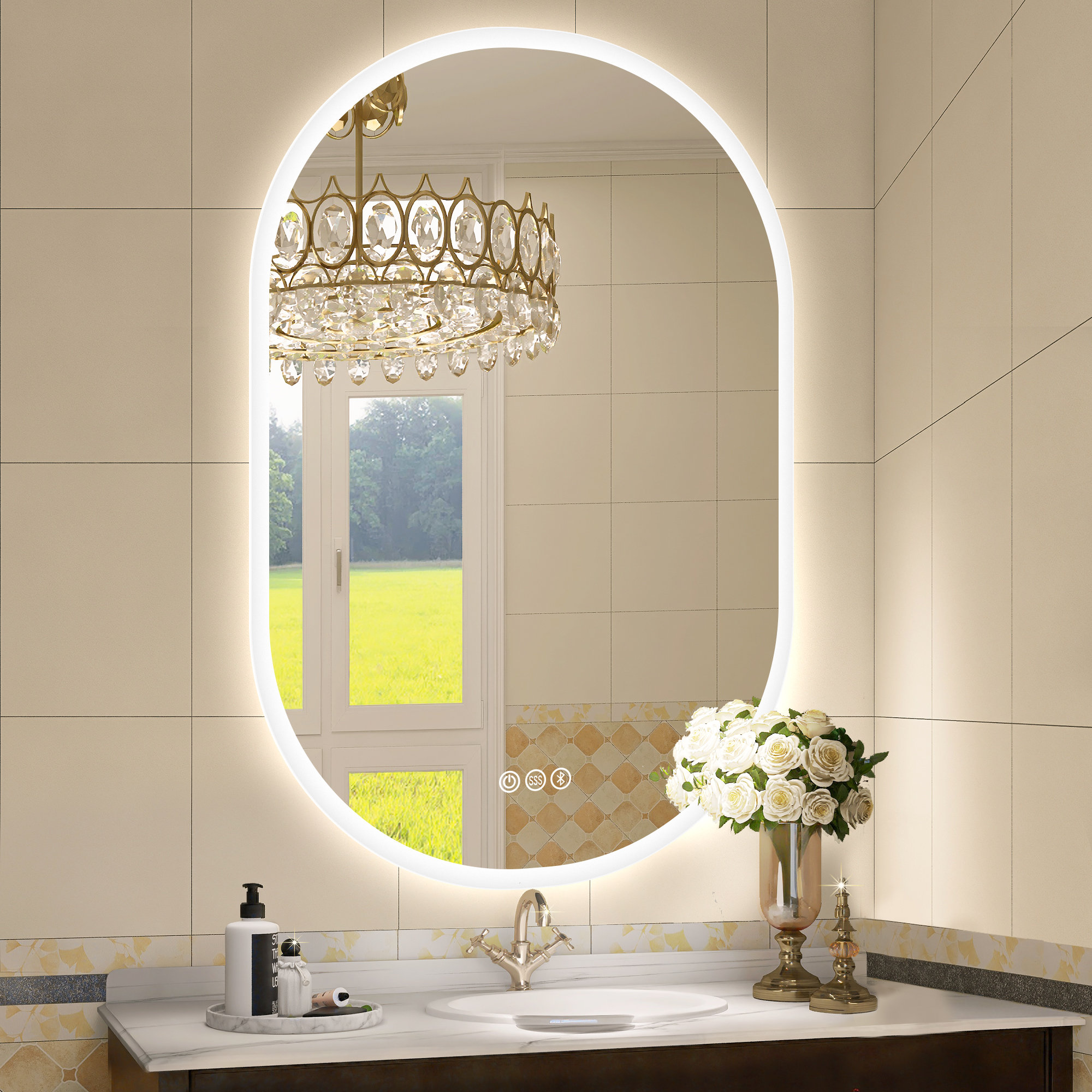 Ivy Bronx Woodcroft Brighten Your Bathroom with our Smart LED Bluetooth ...