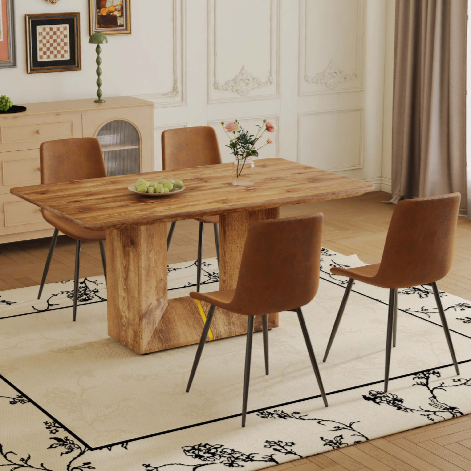 David Table And Chair Set. Modern Dining Table With MDF Top And ...