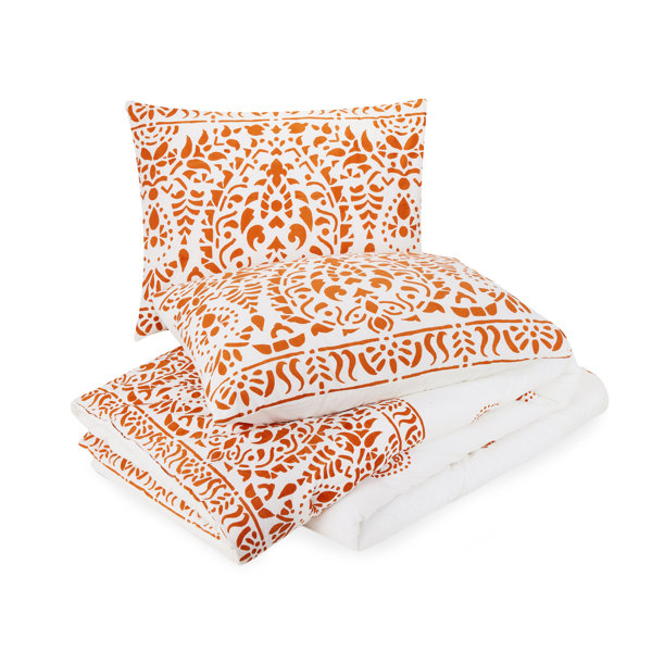 Laurel and Mayfair Cotton Twill Damask Comforter Set | Wayfair