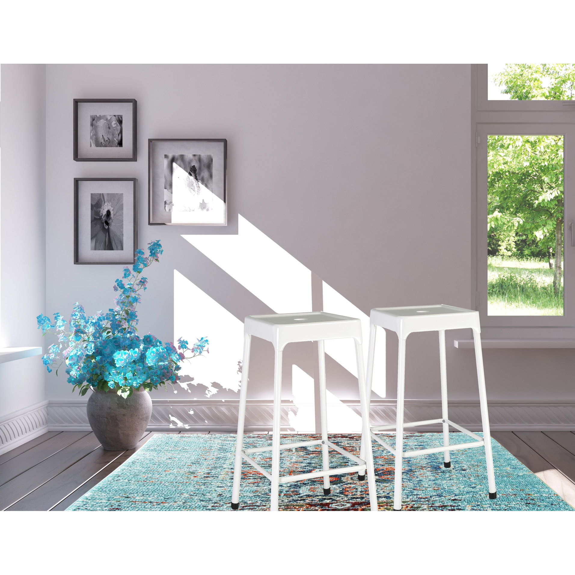 Ivy Bronx 2 Counter Stools, Metal White Powder - For Kitchen Islands ...