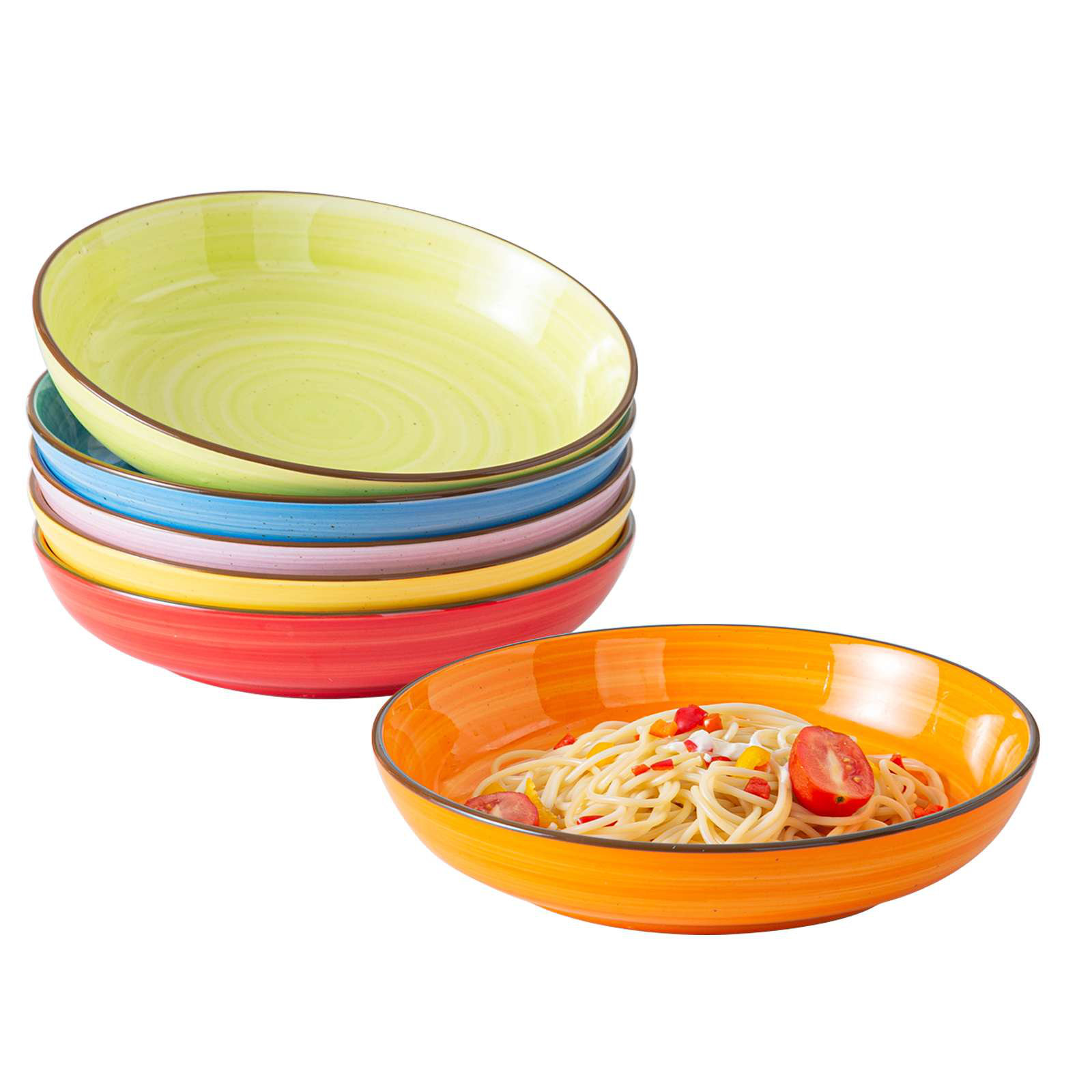 Dakota Fields 8.5" Hand-Painted Circle Motif Bowl Set of 6 | Wayfair