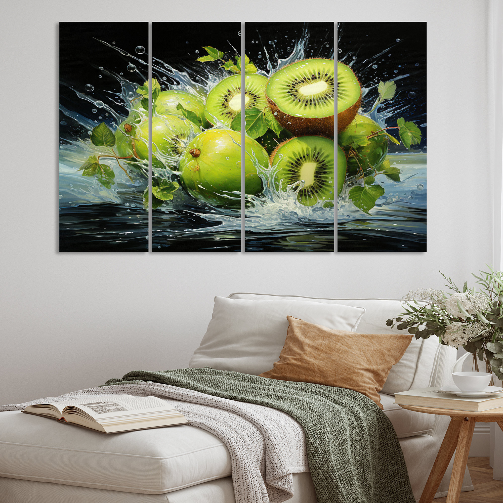 Design Art Fruit Kiwi Whirlwind Dynamic - Food & Beverage Canvas Art ...