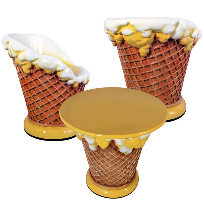 Design Toscano Ice Cream Parlor Sculptural Table and Chair Set | Wayfair
