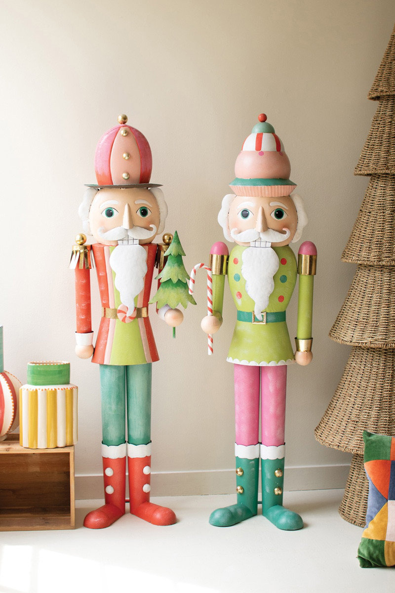 The Holiday Aisle® SET OF TWO LIFE SIZE PAINTED METAL NUTCRACKERS ...