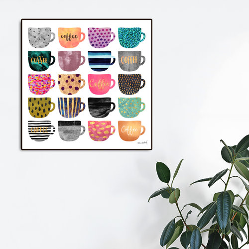Wrought Studio " Pretty Coffee Cups " by Elisabeth Fredriksson | Wayfair