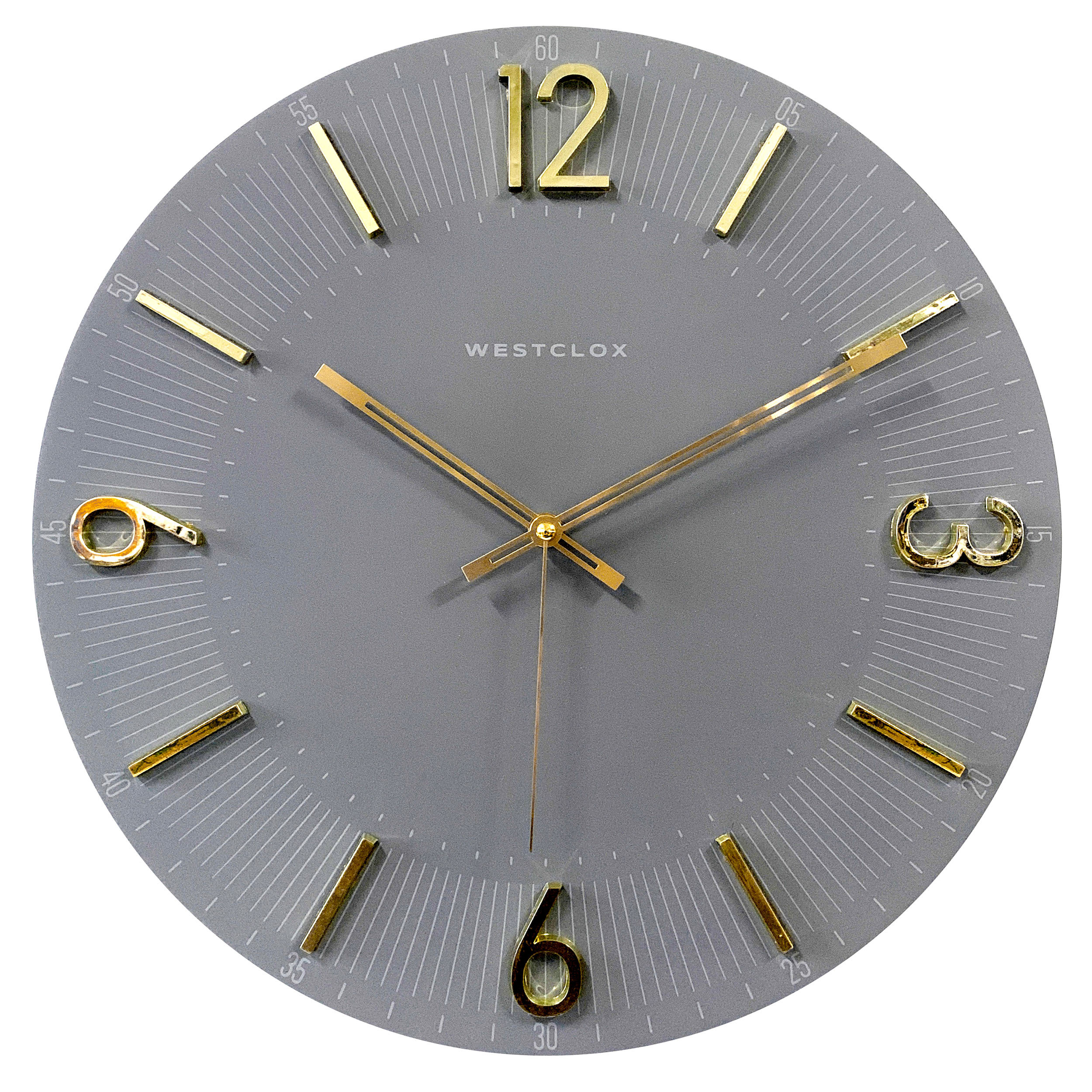 Westclox Contemporary Analog 16" Quartz Wall Clock - Gray With Raised ...