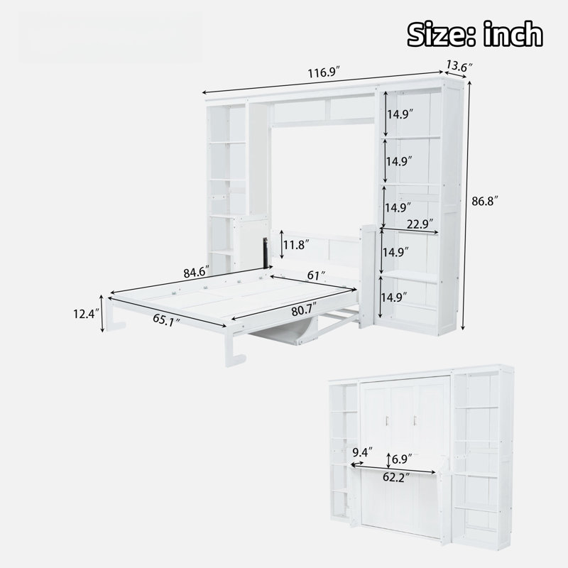 Red Barrel Studio® Driskill Murphy Bed With Desk And Multiple Storage ...