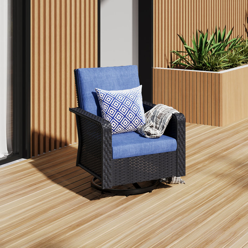 Winston Porter Lanti Swivel Wicker Outdoor Lounge Chair | Wayfair