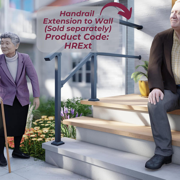 COAHAHA 36” Metal Handrail For Stairs, Heavy-Duty Black Deck Railing ...