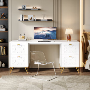 Mercer41 59''Computer Desk with File Drawers | Wayfair
