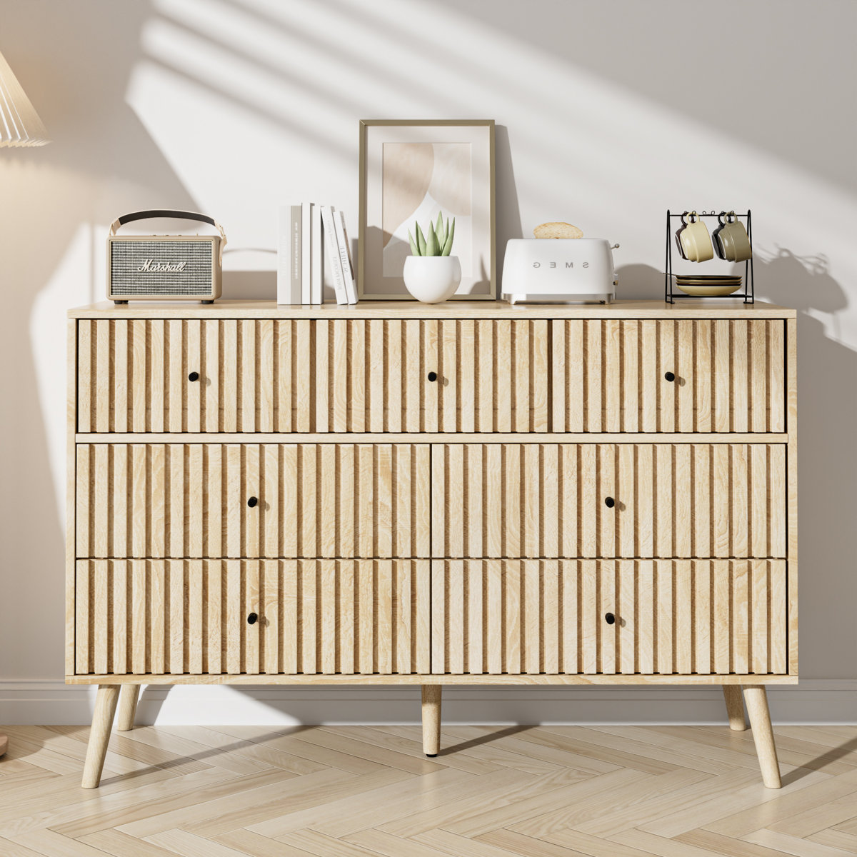 Corrigan Studio® Racim 47.24'' Wide 7 Drawer Dresser, Fluted Chest of ...
