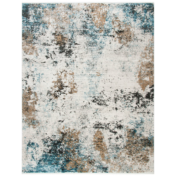 Mistana Brockhausen Abstract Machine Woven Hand Hooked Ivory/Brown/Blue ...